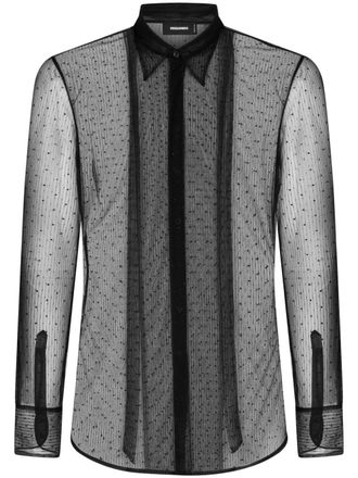 Dsquared2 Gestreiftes Hemd mit Sheer-Effekt - Schwarz