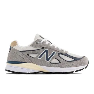 New Balance Unisex Made in USA 990v4 in Grau/Blau, Leder, Größe 41.5
