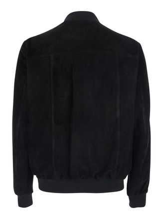 low brand Suede High-Collar Jacket - Black