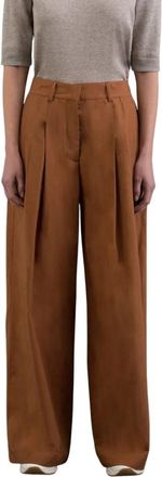 Moorer Femme, Pantalons, Brun, Taille: 32 FR Rumy Wide Pantalons