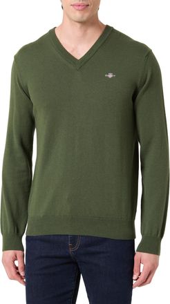 GANT Herren CTN/WO V-Neck Pullover, Country Green, XXL
