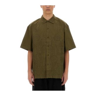Ymc You Must Create Homme, Chemises, Brun, Taille: S Embroidered Short Sleeve Shirt