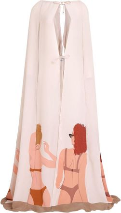 Amir Slama Cape aus Seide mit Print - Nude