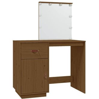 vidaXL Coiffeuse avec led Marron miel 95x50x133,5cm Bois de pin massif - Vidaxl
