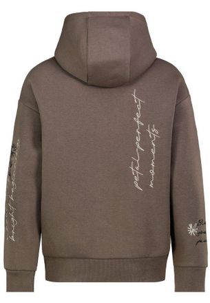 Eight2Nine Kapuzenpullover Damen Sweat Hoodie Blumen Stickerei Oversize Fit, flauschige Innenseite