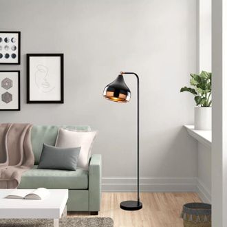 OZAIA Lampadaire scandinave, noir et cuivre, hauteur 120 cm Corps en m&eacute;tal, douille E27, 40 W max. &Eacute;clairage &eacute;l&eacute;gant pour une d&eacute;coration int&eacute;rieure moderne