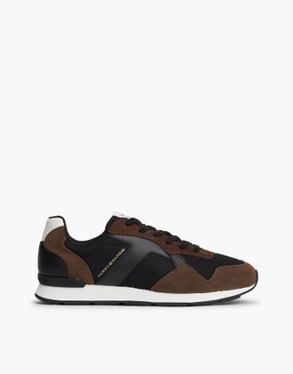 Tommy Hilfiger Logo Sneaker aus Materialmix in Legacy Brown-Braun