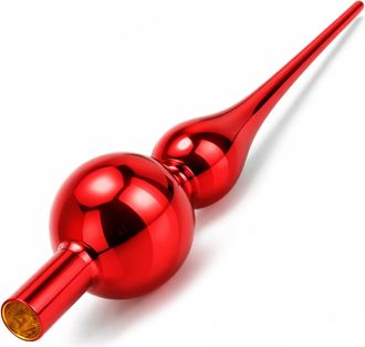 Com-Four Christbaumspitze in rot gl&auml;nzend, Weihnachtsbaumspitze aus echtem Glas f&uuml;r Weihnachten, Tannenbaumspitze f&uuml;r Ihren Christbaum, 28 cm