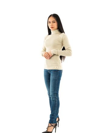 Calvin Klein Jeans Damen Woven Label Roll Neck Sweater J20j224225 Kurzarm Polo, Grau (Pelican), XS