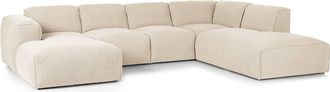 Studio Copenhagen home24 Wohnlandschaft Beige Webstoff Saia 325 x 71 x 235cm Longchair davorstehend links / Ottomane rechts Modern