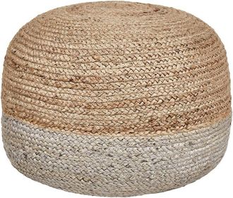 Beliani Pouf Naturfarben und Taupe aus Jute 50 x 50 x 40 cm Rund Geflochten Boho Sitzhocker Fu&szlig;hocker f&uuml;r Wohnzimmer Kinderzimmer Flur