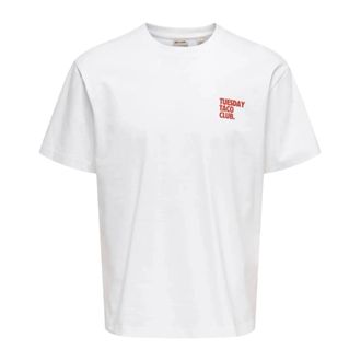 Only & Sons Only & Sons, Homme, Tops, Blanc, Taille: XL Life Foodie RLX SS Tee