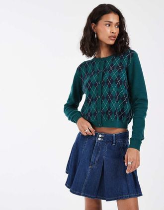 Tommy Jeans Mini-jupe pliss&eacute;e en jean - Bleu moyen d&eacute;lav&eacute;