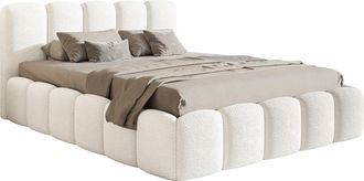 Selsey Bett 160 x 200 cm Polsterbett Schlafbett Mit Bettkasten Stauraum Metallgestell Kopfteil Boucle Cloudy II Creme