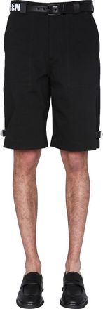 Alexander McQueen Regular Fit Cotton Bermuda Shorts - Black