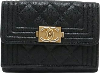Chanel Portefeuille Pre-owned Boy Matelasse Petit Mod&egrave;le - Femme - Pre-owned - Noir - Taille: ONE Size