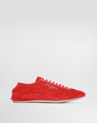 Dolce & Gabbana Lipari Aus Veloursleder - Mann Schn&uuml;rschuhe Rot 40.5