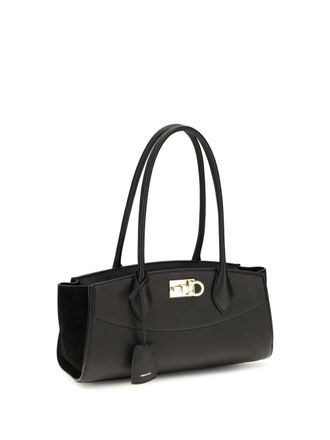 Ferragamo Womens Studio Soft East West Shoulder Bag Black Calf Leather Bos Taurus