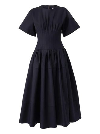 Carolina Herrera robe-chemise mi-longue à taille froncée - Noir