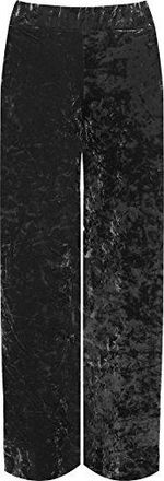 WearAll Femmes Plus Velour Velours Large Évasée Jambe Poche Pantalon Dames Palazzo Pantalon - Gris - 52-54