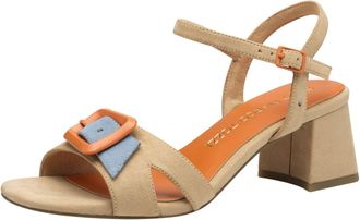 Marco Tozzi Damen Sandalen mit Absatz mit Schnalle Bequem, Braun (Biscuit Comb), 38 EU