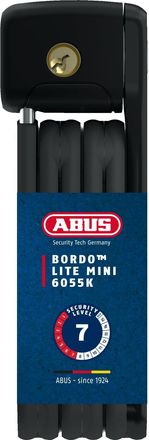 ABUS Faltschloss Bordo Lite 6055K SH mit Halterung - Extra-leichtes Fahrradschloss aus Spezialstahl - ABUS-Sicherheitslevel 7 - 60 cm - Schwarz