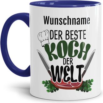 Tassendruck Tasse mit Name Personalisieren - Der Beste Koch - Geschenke für Koch Geschenke für Hobbyköche zum Geburtstag | Personalisiertes Geschenk, 300ml, Innen
