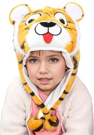 Generic Chapeaux mignons pour enfants en polaire avec oreilles dhiver confortables et sur le th&egrave;me des animaux pour enfants, Orange, 6M-5Y