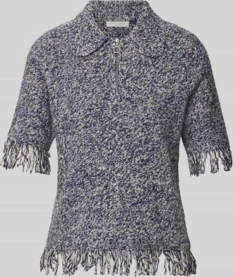 Christian Berg Strickshirt mit Rei&szlig;verschluss und Fransen