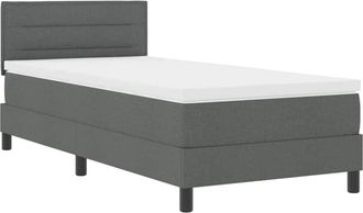 vidaXL Boxspringbett mit Matratze Dunkelgrau 90 x 190 cm Stoff Vidaxl