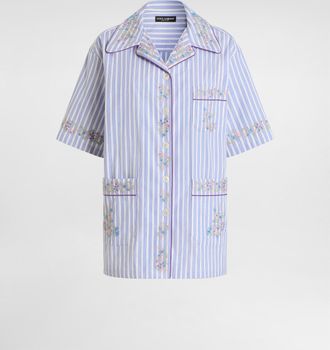 Dolce & Gabbana Cotton Shirt With Flower Embroidery - Frau Blusen Und Tops Mehrfarbig 40