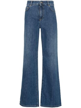 Moschino jean droit &agrave; taille mi-haute - Bleu