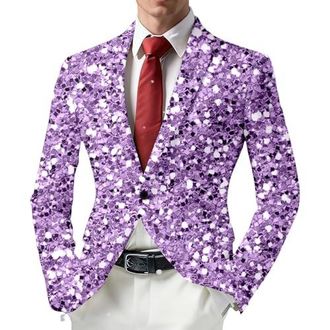 Generico Blazer &agrave; paillettes brillantes Veste costume pour homme D&eacute;guisement de carnaval pour homme Carnaval Outfit des ann&eacute;es 80 Balle disco Costume de groupe