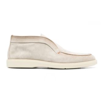 Santoni Beige Lederstiefel mit Tonalem N&auml;hen - - Shoes - Herren - Beige - 44 1/2 EU