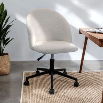 IDIMEX Bürodrehstuhl BONTHE höhenverstellbar mit Bouclé Stoffbezug, weiß - Ergonomischer Schreibtischstuhl mit Rollen für Harte und weiche Böden, modern idea
