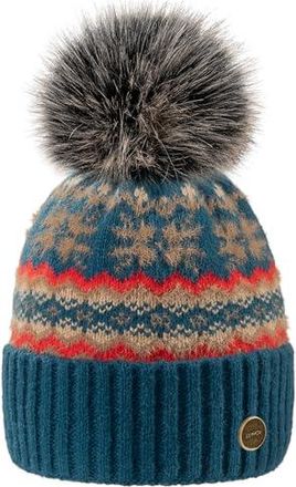 morefaz Chapeau dhiver pour Femme Bonnet Polaire Chaud avec Pompon (FR/ES, Alpha/Lettres, M, L, Blue)