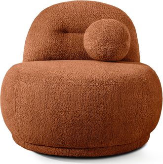 Konsimo Sofa Malve Bequeme 3-Sitzer Couch in Boucl&eacute;-Stoff, Japandi-Stil 2 Dekokissen in Kugelform, Chenille-Stoff, Weiche Sitzfl&auml;che (rosig, Sessel 83x74x90)