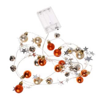 Holibanna Led Weihnachtskugel Glocken Lichterkette Warmwei&szlig; Batteriebetrieben 2m Mit 20 Led Kugel H&auml;ngeleuchte F&uuml;r Weihnachtsdeko Und Partybeleuchtung