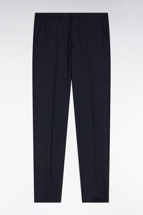 Eden Park Pantalon En Laine Stretch M&eacute;lang&eacute;e Marine &Agrave; Rayures Fines