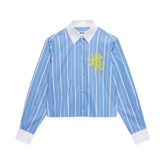 Msgm Popeline Hemd - - Blouses & Shirts - Damen - Blau - S