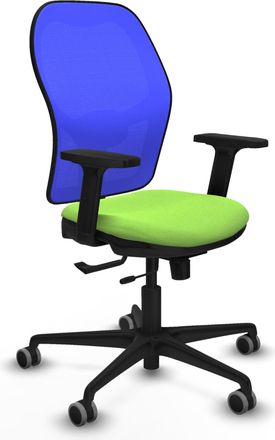 Piqueras y Crespo Gepolsterter B&uuml;rostuhl mit 2D-Armlehnen, h&ouml;henverstellbare Lendenwirbelst&uuml;tze, ausgestattet mit Syncro/Traslack und injiziertem Schaumstoff, Blau/Pist