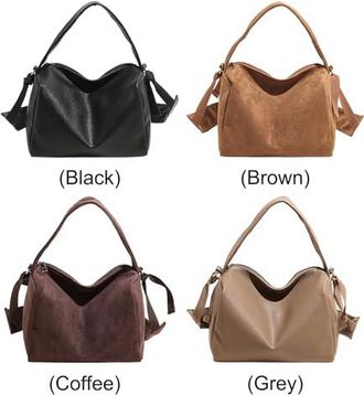 Generic Sac messager r&eacute;tro en faux daim, sacs &agrave; bandouli&egrave;re chics et d&eacute;contract&eacute;s pour femmes (noir)