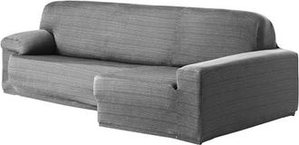 Eysa Aquiles Elastisch Sofa Überwurf Chaise Longue rechts, Frontalsicht, Farbe 06-Grau, Polyester-Baumwolle, Grau, 43 x 37 x 14 cm, 1 Einheiten