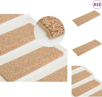vidaXL Stufenmatten 15 Stk. 65x21x4 cm Golden - Treppenmatten - Stufenmatten - Teppich - Trittsicherheit - Rutschfeste Matte