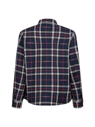 Gucci Mens Jacquard Cotton Tartan Padded Shirt Bomber Jackets