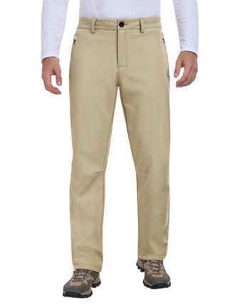 Heekpek Wanderhose Skihose Herren Thermohose Outdoor Hosen Winter Softshellhose Wasserdicht Warm Fleece Gef&uuml;ttert Schneehose f&uuml;r Snowboard, Trekking, Khaki, S