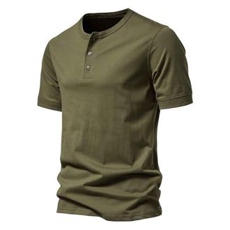 Generic T-shirt d&eacute;contract&eacute; &agrave; manches courtes pour homme, couleur unie, l&eacute;ger, classique, &eacute;l&eacute;gant, extensible, respirant, basique et confortable, chemise Henl