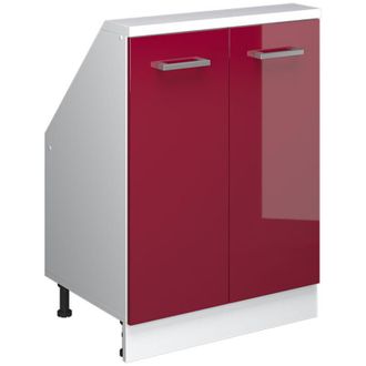 Vicco Armoire sous pente de toit Rion, blanc/bordeaux haute brillance, avec 2 portes, Vicco