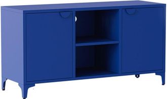 Oviala Buffet moderne 2 portes L120 cm en métal bleu foncé