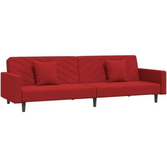 vidaXL Schlafsofa 2-Sitzer mit 2 Kissen Weinrot Samt Vidaxl